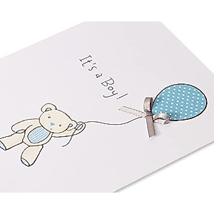 American Greetings New Baby Boy Card (Bear with Balloon)