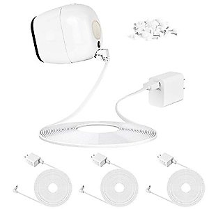 3Pack 30FT Weatherproof Outdoor Power Cable for Arlo Pro and Arlo Pro 2, with Quick Charge 3.0 Power Adapter Charger Continuously Charging Your Camera (White)