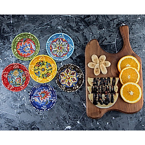 Küchengeräte 6 pcs Hand Painted Turkish Ceramic Snack Bowls 3.35''/8.5cm-74ml/2.5 oz Decorative Ottoman Tulips Design Multi-Purpose Cute Set - Pinch Sauce Dipping Finger Small Serving Bowls