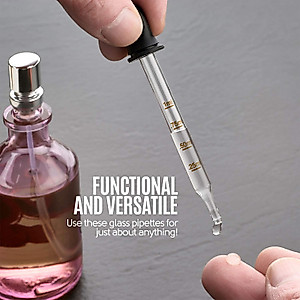 Eye Dropper - (Pack of 2) Bent & Straight Tip Calibrated Glass Medicine Droppers for Medications or Essential Oils Pipette Dropper for Accurate Easy Dose and Measurement (1 mL Capacity)