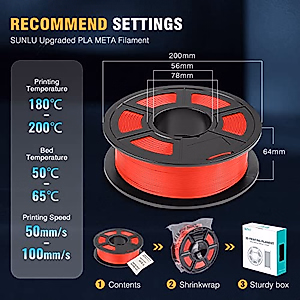 SUNLU PLA Meta Filament 1KG & SUNLU Filament Dryer Box S2 for 3D Printing, PLA meta 3D Printer Filament 1.75mm Dimensional Accuracy +/- 0.02 mm, S2 Dryer Box + PLA meta Black