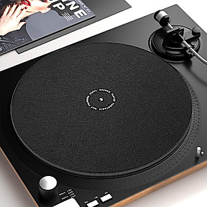 Facmogu 12 Inch 2mm Turntable Slipmat Wool Mat Anti Vibration Record Platter Mat, Phonograph LP Vinyl Record Player Black Mat Slip-Mat Player Wool Pad, Professional Tuning Equipment Improve Sound