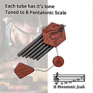 Wind Chimes Outdoor Deep Tone, Wind Chime Outdoor Sympathy Wind-Chime with 6 Tuned Tubes, Elegant Chime for Garden Patio Black Windchimes