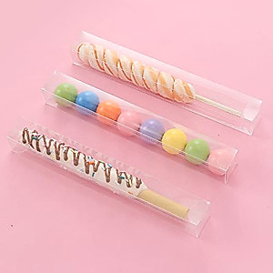 COTOPHER 60 Pcs Clear Pretzel Rod Boxes 1x1x8 Inches Chocolate Covered Pretzels Rod Box Clear Gumball Boxes for 8, Transparent PET Plastic Gumball Tube Clear Favor Boxes