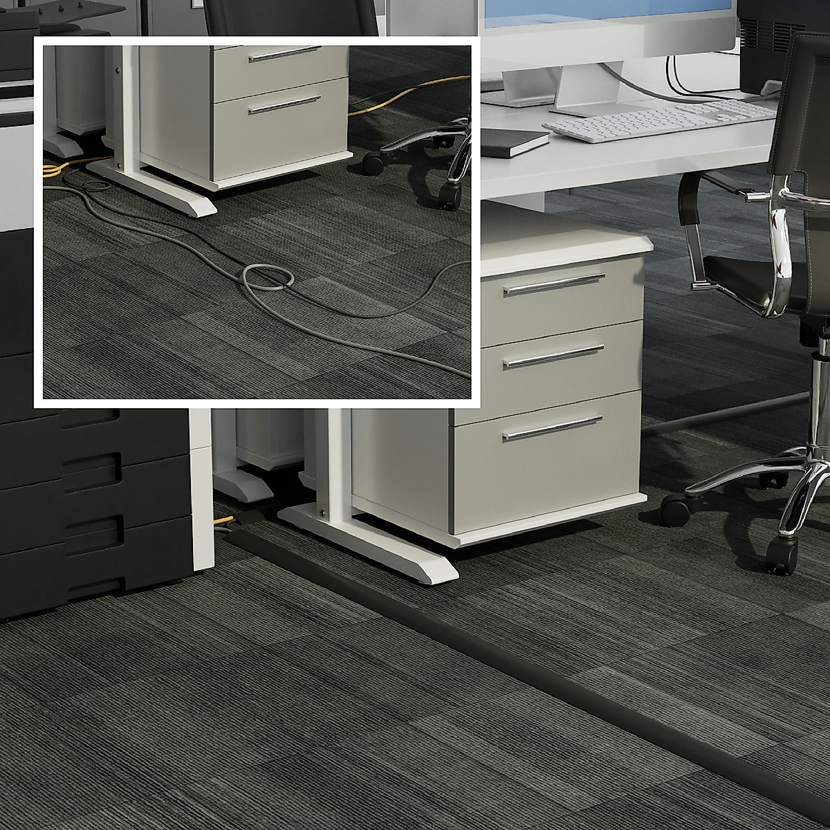 D-Line 6ft Floor Cord Cover, Cable Protector, Hide Extension Cords, Protect Cords, Prevent Cable Trips, Heavy Duty Cord Hider - Cable Cavity = 0.63" (W) x 0.31" (H) - Black