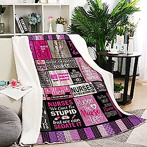 Nurse Gifts RN Gifts for Nurses Throw Blanket, Nurse Gifts for Women,School Nurse Gifts,Soft Fluffy Sherpa Warm Throw Blankets for Bed, Office and Couch