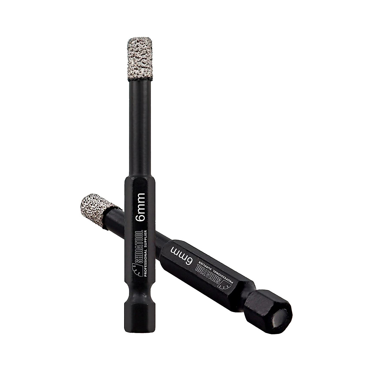 SHDIATOOL Dry Diamond Drill Bits 1/4" for Porcelain Tiles Ceramic Porcelain Marble Granite Dia 6mm 2pcs