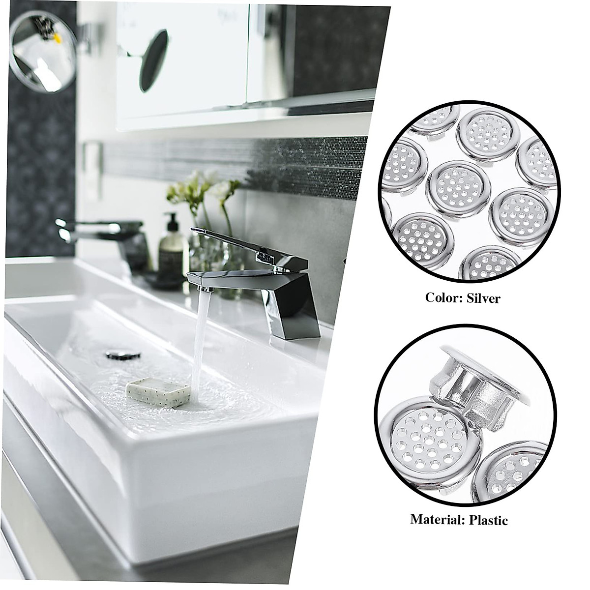 Angoily 20pcs Wash Basin Overflow Ring Kitchen Drain Cap Cover Sink Basin Trim Bathtub Drain Cover Sink Hole Cover Insert Round Hole Insert Spares Sink Trim Ring Plastic Ceramics Round Cap
