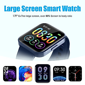 Joombonpia Smart Watch for Android Phones iPhone Compatible 1.71''Touch Screen Fitness Tracker with Heart Rate Blood Oxygen Sleep Monitor IP68 Waterproof Smart Watches for Men(Blue)