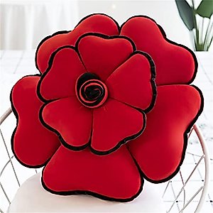 Flower Pillow Flower Shaped Throw Pillow Round Giant Flower Pillow Sofa Decoration 3D Roses Red 19.6in