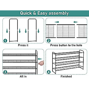 SLEEPING LAMB Long 2-Tier Shoe organizer for Closet and 4 Tier Metal Shoe Organizer for Closet