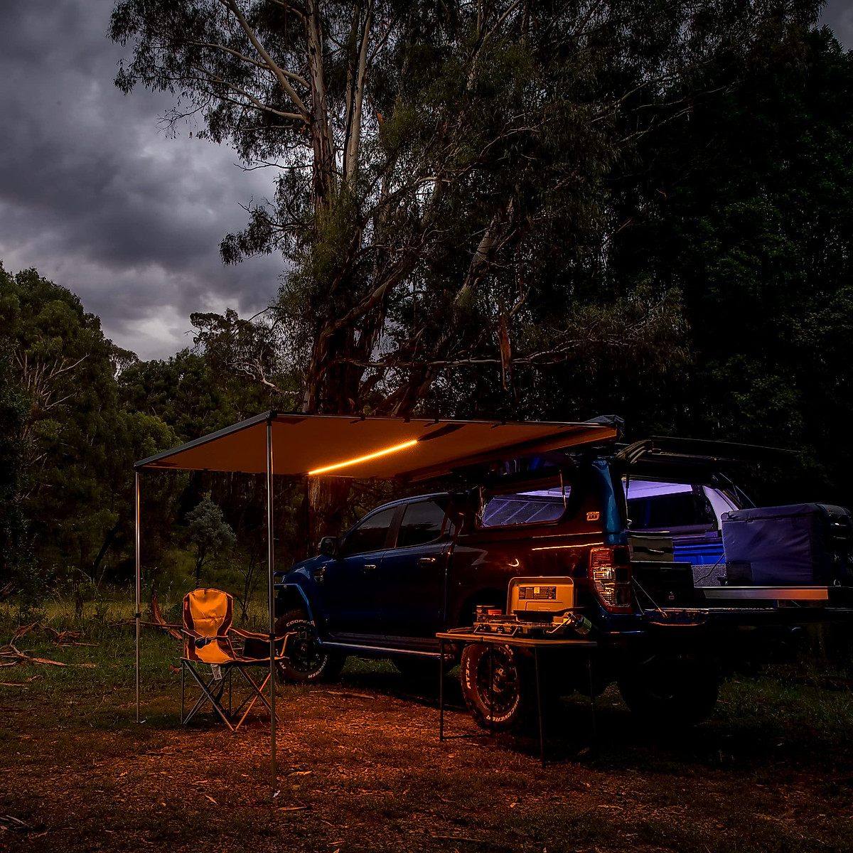 ARB 4x4 Accessories 814410 Rooftop Retractable Awning with Led Light Strip Included 2500x2500mm 8.2 Feet, Ideal for Camping, Roadtrips, Outdoor Trips, Travel, Teardrop, RV, Camper, 4x4 and SUV