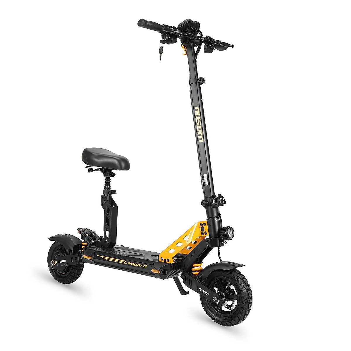 Ausom Leopard Electric Scooter, Powerful 1000W Motor, 50 Miles Range & 35 MPH, Foldable Commute Electric Scooter for Adults w/10 Off Road Tires, Removable Seat (Leopard V)