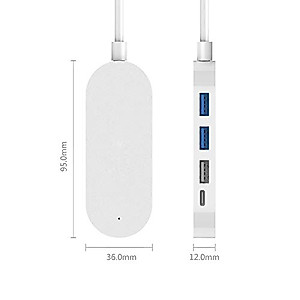 SJYDQ One for Four Multi-Port Hub，Type-c to USB3.0 Splitter for MacBook Hub Extension USB-c Converter (Color : White)