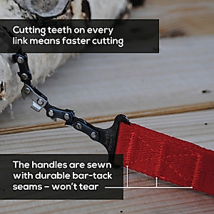 Nordic Pocket Saw 36 Inch Pocket Chainsaw with 50 Bi-Directional Teeth for Clearing Trails - Handy Backpacking Saw with Extra Large Nylon Handle Loops - for Survival and Emergency Situations