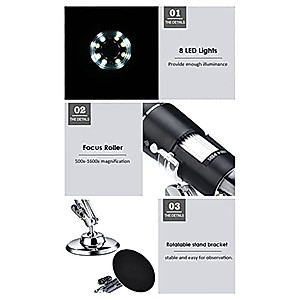LXXSH Digital Microscope Magnifying Camera with Light Charging Stand Handheld Inspection Magnifier (Color : A, Size : One Size)