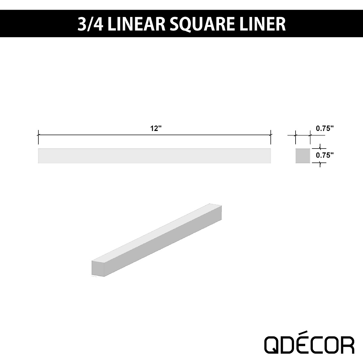 Questech Decor Tile Trim, 3/4 x 12 Inch Linear Pencil Tile Edge Trim Cap, Decorative Shower Tile Liner, Kitchen Tile Border Backsplash Trim, Bright White Polished, 6 Pack