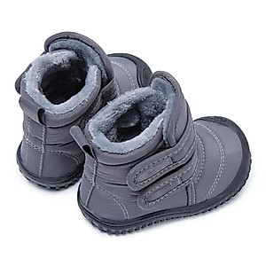BMCiTYBM Baby Snow Boots Boys Girls Winter Infant Shoes Anti-Slip 6 9 12 18 24 Months Faux Fur Grey Size 6-12 Months Infant
