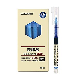Liquid Ink Rolling Ball Pens, Quick-Drying Ink, Precise Tip, 0.5mm, Extra Fine Point, 12-Pack (Blue)