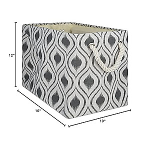 DII Polyester Container with Handles, Ikat Storage Bin, Medium, Mineral Gray