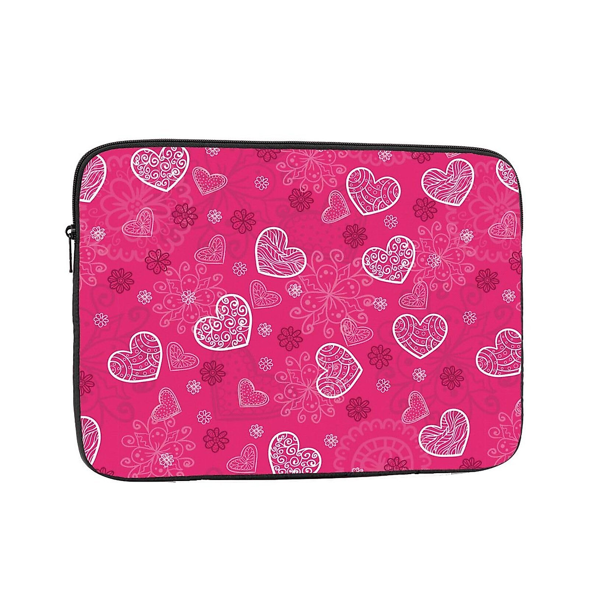 Pink Bright Heart Pattern 13 inch Portable Laptop Sleeve Compatible with MacBook Air Notebook Computer Case for Men Women College School Students