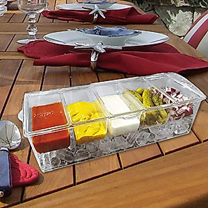 Evelots Ice Chilled Condiment Tray-5 Removable Compartments-Lid-2 Cup Containers