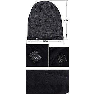 VECRY Men Slouch Hollow Beanie Thin Summer Cap Skullcap (Solid Black1)