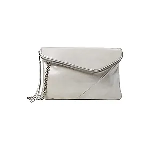 HOBO Jessa Convertible Clutch For Women - Premium Leather Construction With Zipper Flap Closure, Chic and Beautiful Clutch Silver One Size One Size