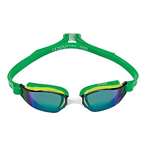 MP Michael Phelps XCEED Competetive Swimming Goggles - Made in Italy - Unisex Adult Goggles for Men and Women | Green Mirrored, Yellow & Green, EP1310703LMV