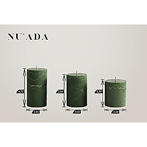 Nu'ada Handmade Pillar Candles Set of 3, Candle for Candle Holders, Long Burning and Dripless Pillar Candle for Wedding & Home & Restaurant, Spa, Bathroom, Bedroom Christmass Decoration Candles