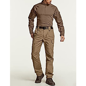 CQR Men's Tactical Pants, Water Resistant Ripstop Cargo Pants, Lightweight EDC Work Hiking Pants, Outdoor Apparel, Duratex Ripstop Coyote, 40W x 32L
