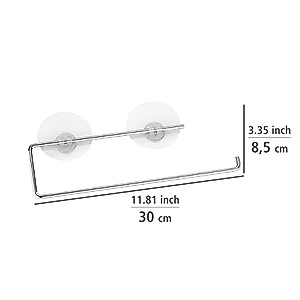 WENKO Paper Towel Holder Wall Mount in Silver, Under Counter Paper Towel Holder, Papertowel Holder, No Drilling and No Adhesives, Easy to Use, for Kitchen and Bath, 12x3 in