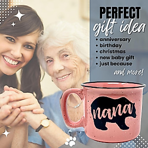 Nana Bear Cute Coffee Mug - Grandma Gifts, Mother's Day, Christmas, Birthday (Coral)