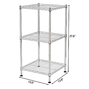 Keseno Chrome 3-Tier Black Wire Shelving Tower， Adjustable, Heavy Duty Storage Shelving Unit