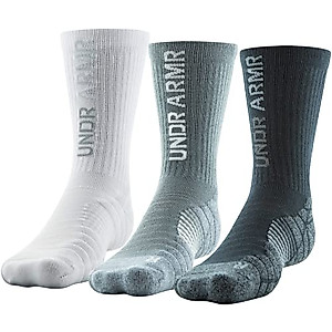 Under Armour Men's Standard Elevated Novelty Crew Socks, 3-Pairs, Black/Jet Gray Assorted, Large