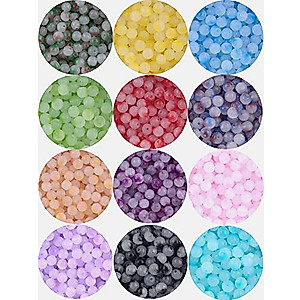 Glass Beads Kit for Jewelry Making Bracelet Charms Set Bulk Crafts 480pcs 8mm Round 12colors with Accessories, Chakra Bead DIY Beading Necklace Adults Beginners (Glass Jade)