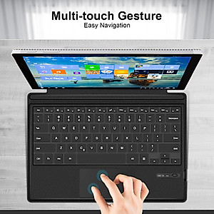 TOMSENN Surface Pro 6 / Surface Pro 5 (Pro 2017) / Pro 4 / Pro 3 Type Cover, Lightweight Slim Wireless Bluetooth Keyboard Two Button Trackpad Built-in Rechargeable Battery, Gray