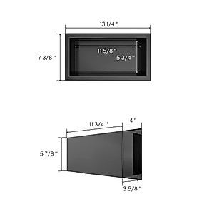 Odass | Shower Niche | 12" X 6" | NO Tile Needed ­| Rectangular Stainless Steel #304 Niche | Matt Black Recessed Single Shelf Organizer | Bathroom Storage for Shampoo Bottle