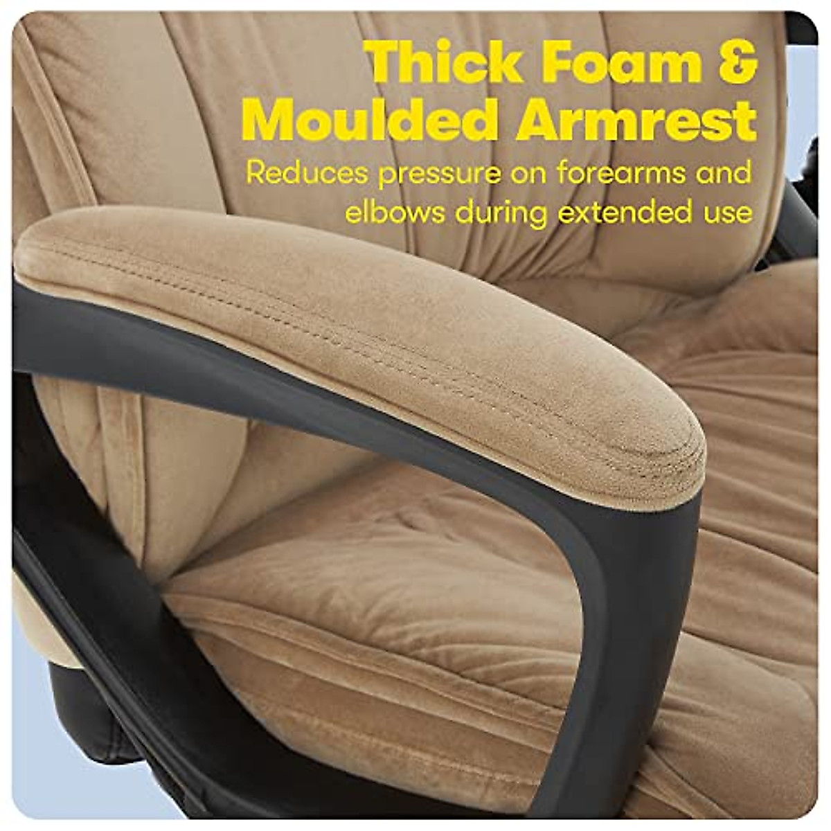 Serta Hannah Executive Microfiber Office Chair with Headrest Pillow, Adjustable Ergonomic with Lumbar Support, Soft Fabric, Plush Beige