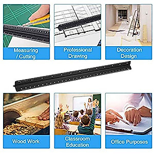 12" Metal Scale Ruler Matrix 30cm Black Triangular Scale Ruler Metric: 1:20, 1:25, 1:50, 1:75, 1:100, 1:125 with Protective Box for Architects and Engineers