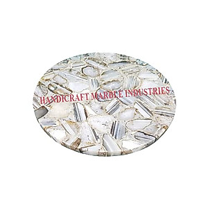 21" Inch Round Natural Grey White Brown Agate Coffee Table with Metal Base, Stone Coffee Table, Agate Table Top, Agate Round Coffee Table, Piece Of Conversation, Family HeirLoom