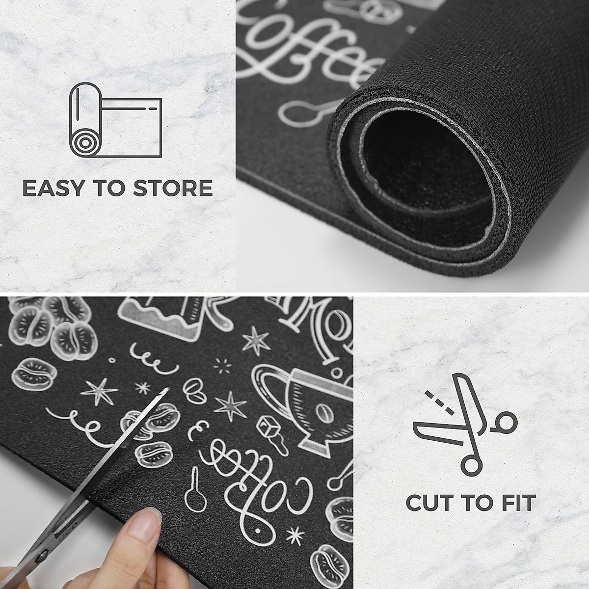 Matessenz Coffee Mat, Hide Stain Coffee Bar Mat for Countertop, Rubber Backed Dish Drying Mat for Counter, Absorbent Coffee Bar Accessories Fit Under Coffee Maker Espresso Me Machine-12"x19"