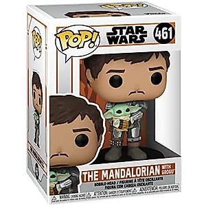 Funko Pop Bundle - 1 Star Wars: The Mandalorian - Mandalorian (Din Djarrin) Holding The Child (Grogu) Vinyl Figure with PET Plastic Box Protecter