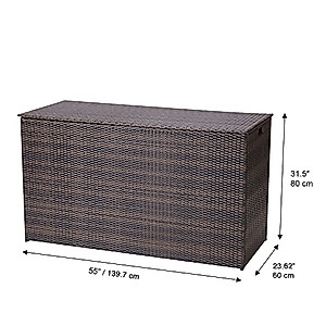 Teamson Home 154 Gallon Outdoor Storage Chest with Side Handles and Waterproof Liner for Cushions, Supplies, Sports Equipment, Garden Tools, Brown