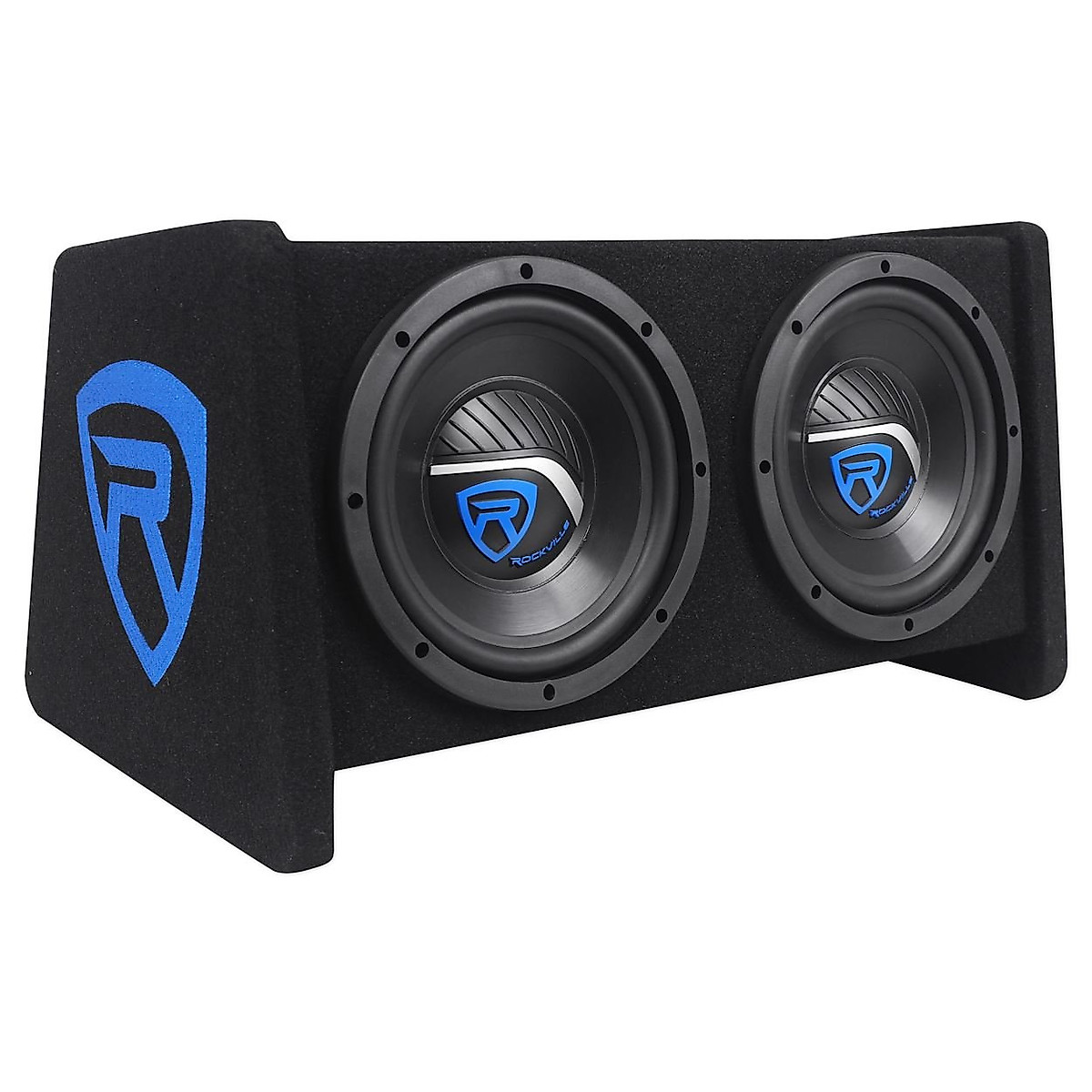 Rockville RV8.2A 800 Watt Dual 8" Car Subwoofer Enclosure+Mono Amplifier+Amp Kit black