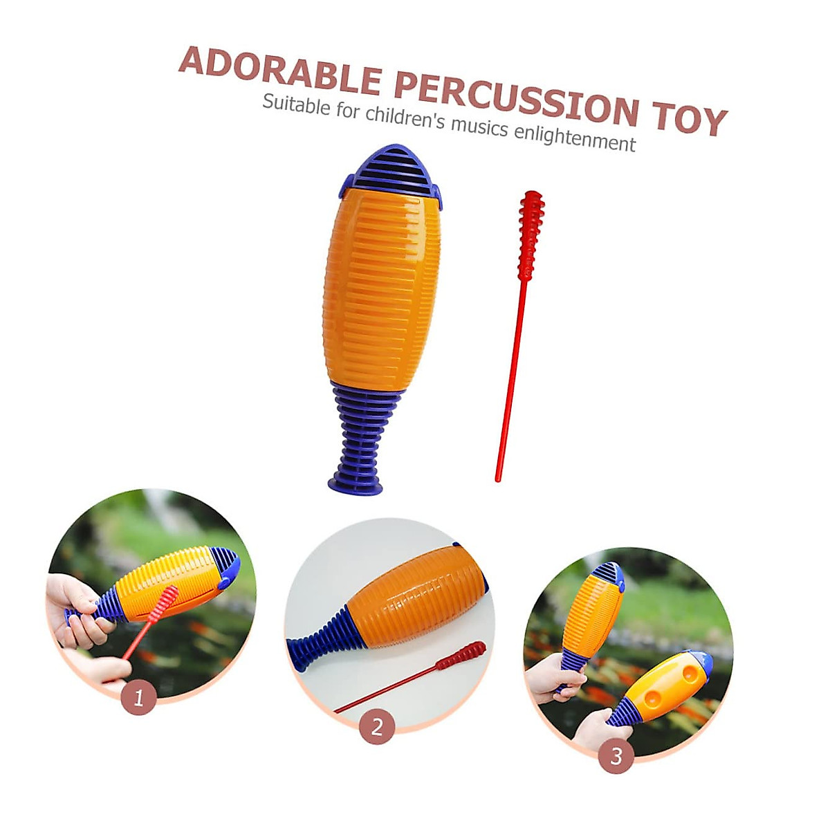 Milisten 5 Sets Fish Frog Percussion Instrument Kids Musical Hand Percussion Wood Maraca Maracas Infant Developmental Percussion Instrument Toy Puzzle Accessories Child Abs