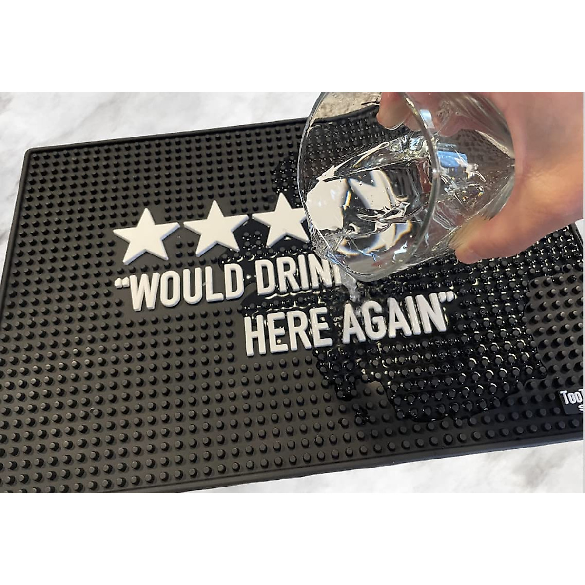 Would Drink Here Again 17.7" x 11.8" Funny Bar Spill Mat Rail Countertop Accessory Home Pub Decor Slip Resistant Durable Thick Bar Covering for Craft Brewery Kitchen Cafe and Restaurant Accent
