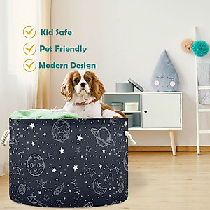 visesunny Night Sky Star Moon Space Planet Laundry Baskets Fabric Storage Bin Storage Box Collapsible Storage Basket Toy Clothes Shelves Basket for Bathroom,Bedroom,Nursery,Closet,Office