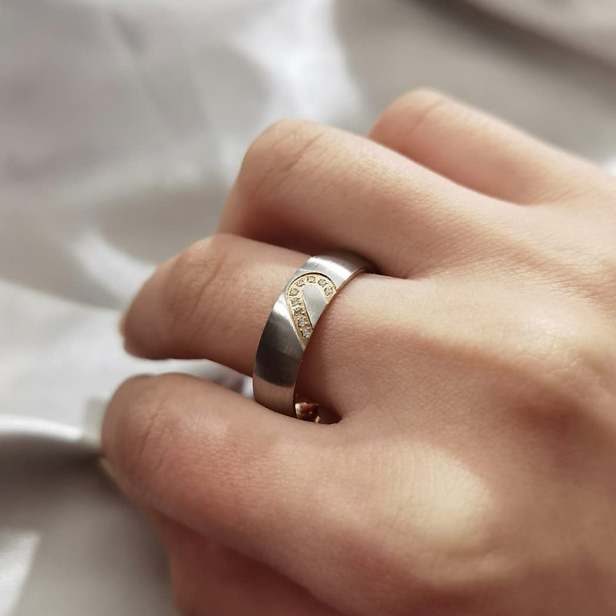 Matching Heart Rings His and Her Ring for Couples Couple Rings Set Love Women Promise Mens Women's Men Personalized Engraved Custom Name (Stainless Steel)