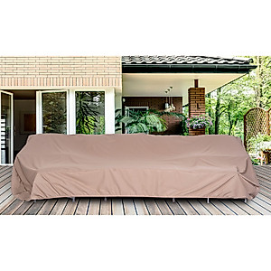 Hanover Outdoor Large Rectangle Patio Furniture Cover for Outdoor Couch Set, Durable, Waterproof, and Weatherproof Cover for Outdoor Patio Couch Set and Patio Seating, 57" D x 148" W x 31.1" H, Tan